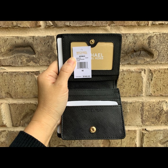 Michael Kors | Bags | Michael Kors Flap Card Holder Mini Wallet Black ...